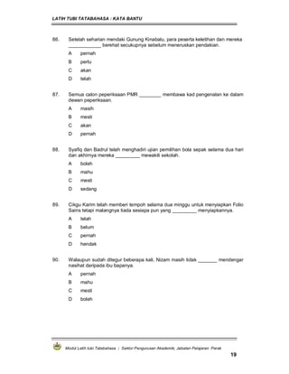 Latih tubi tatabahasa kata bantu-berserta-jawapan | PDF