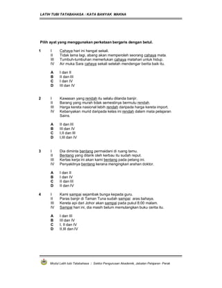 Latih tubi tatabahasa kata banyak-makna-berserta-jawapan | PDF