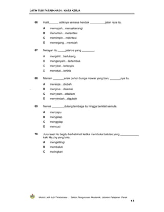 Latih tubi tatabahasa kata kerja-berserta-jawapan | PDF
