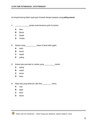 Latih tubi tatabahasa kata penguat-berserta-jawapan | PDF