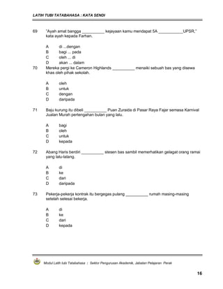 Latih tubi tatabahasa kata sendi-nama-beserta-jawapan | PDF