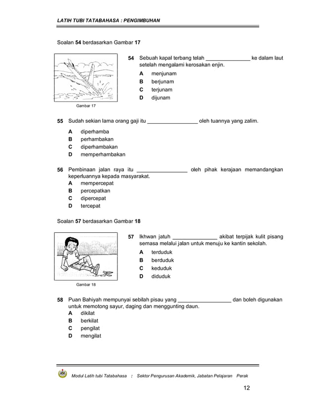 Latih tubi tatabahasa pengimbuhan berserta-jawapan | PDF