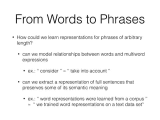 Representation Learning of Vectors of Words and Phrases | PDF