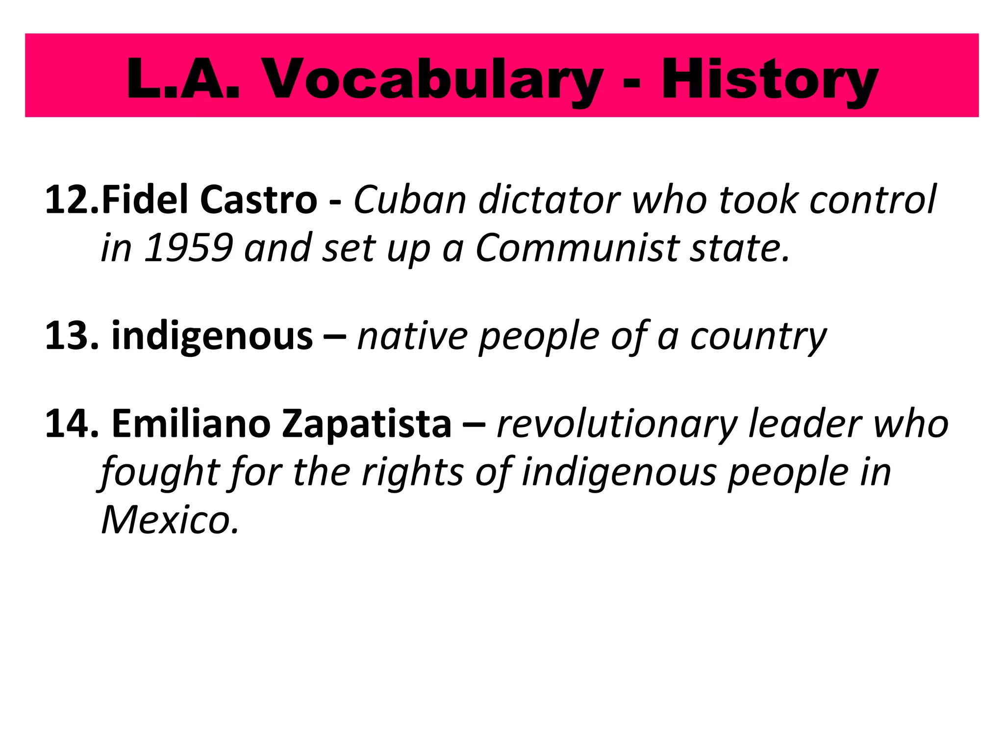 Latin America History vocabulary#2 | PPT