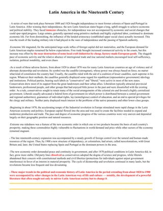 Latin America in the Nineteenth Century.docx | Economy | Business and ...