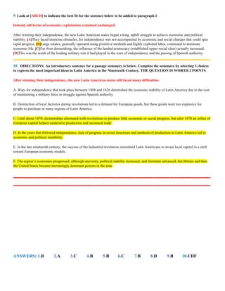 Latin America in the Nineteenth Century.docx | Economy | Business and ...