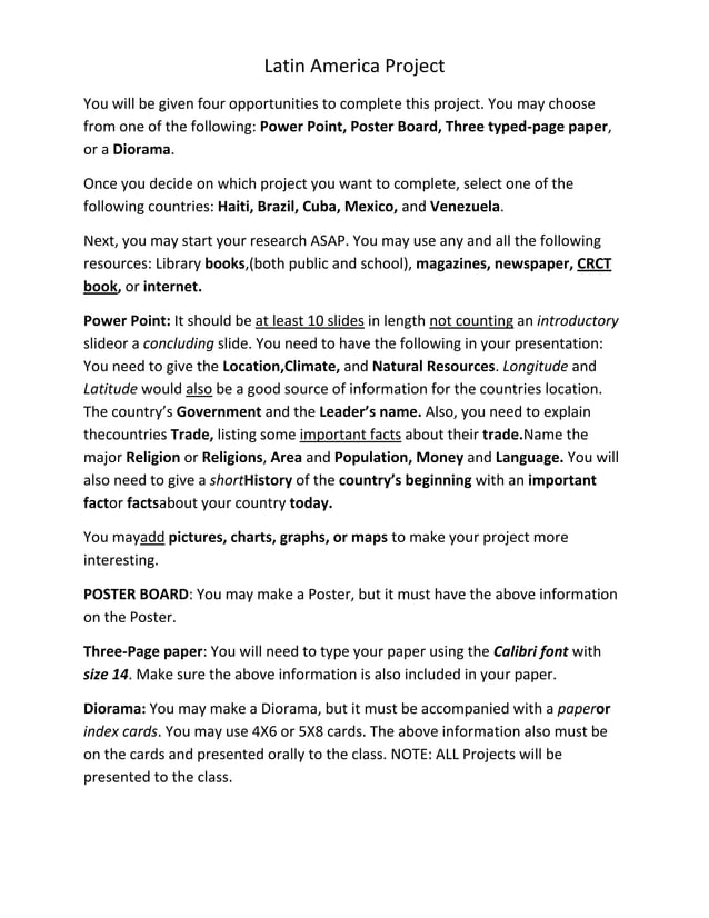 Latin america project | DOCX