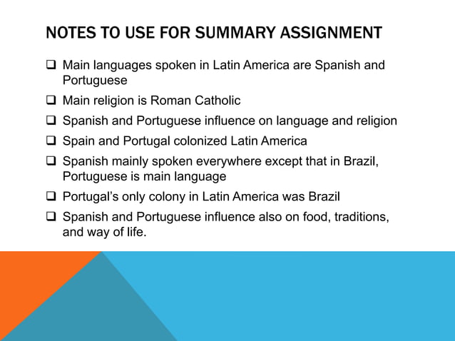 Latin America tiered activity summary assignment | PPT