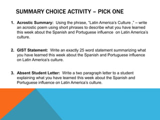 Latin America tiered activity summary assignment | PPT