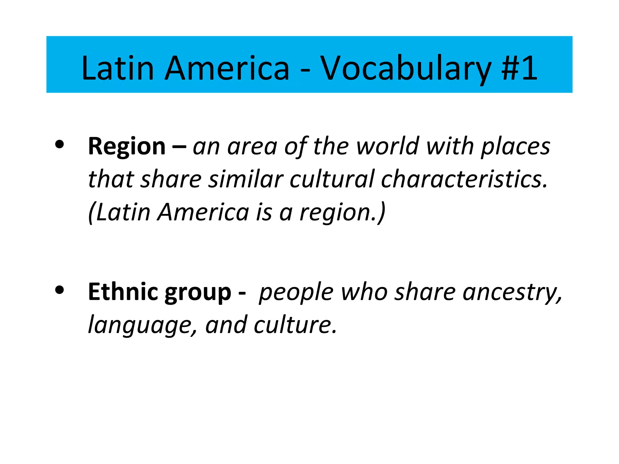 Latin America Vocabulary #1 | PPT