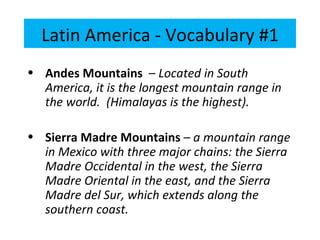 Latin America Vocabulary #1 | PPT