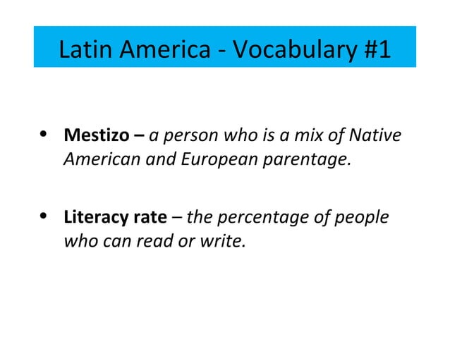 Latin America Vocabulary #1 | PPT