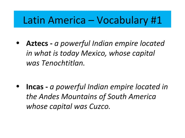 Latin America Vocabulary #1 | PPT