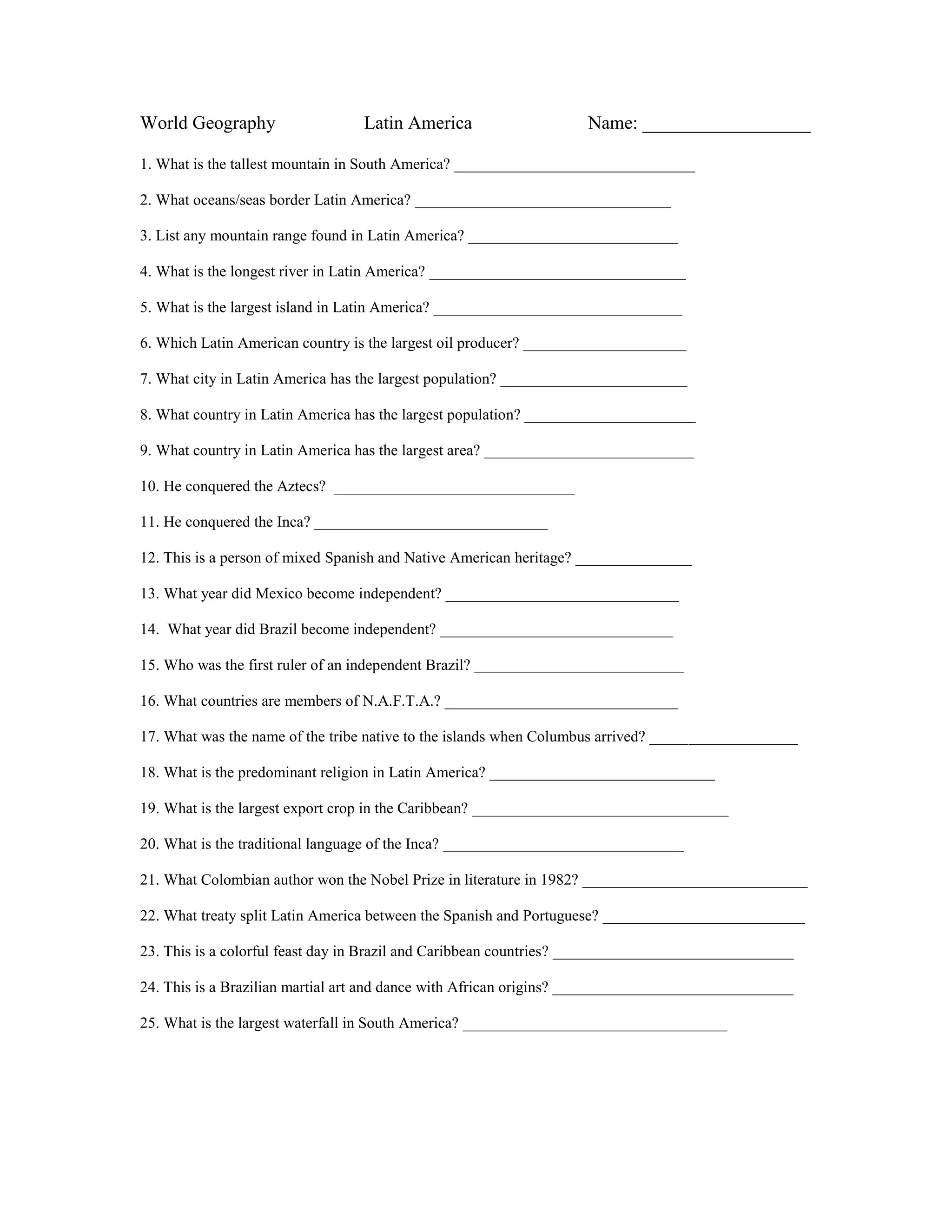 Latin america webquest | DOCX