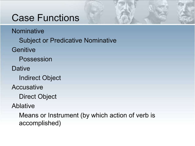 Latin I / Intro to Latin: Identifying case (English sentences) | PPT