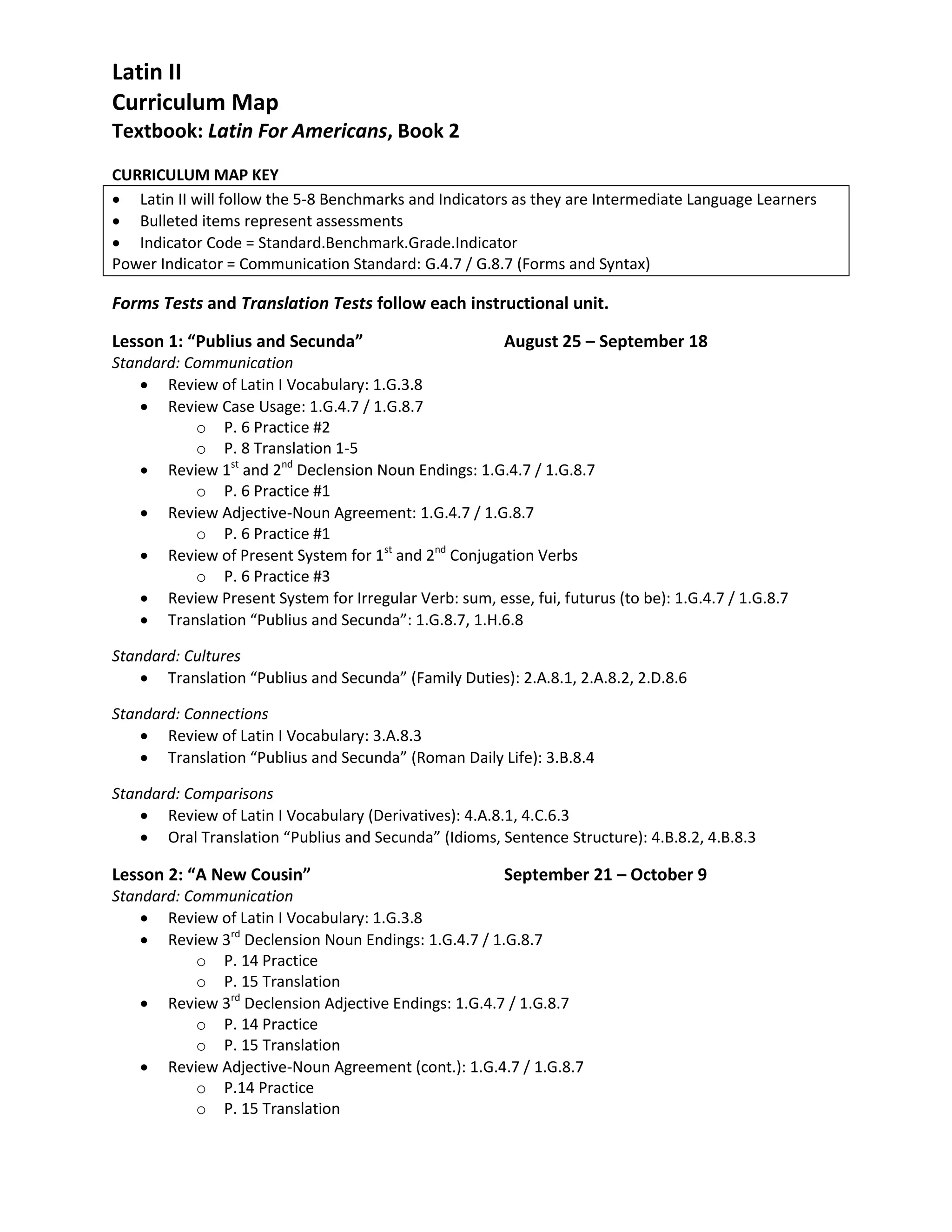 Latin ii curriculum map | PDF