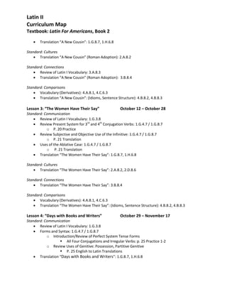 Latin ii curriculum map | PDF