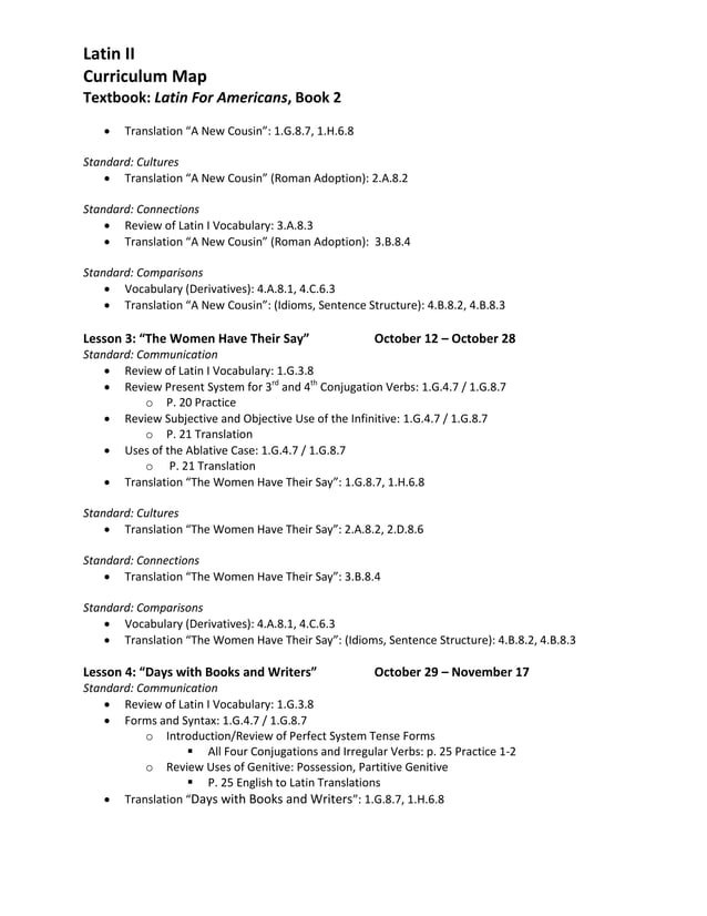 Latin ii curriculum map | PDF | Education