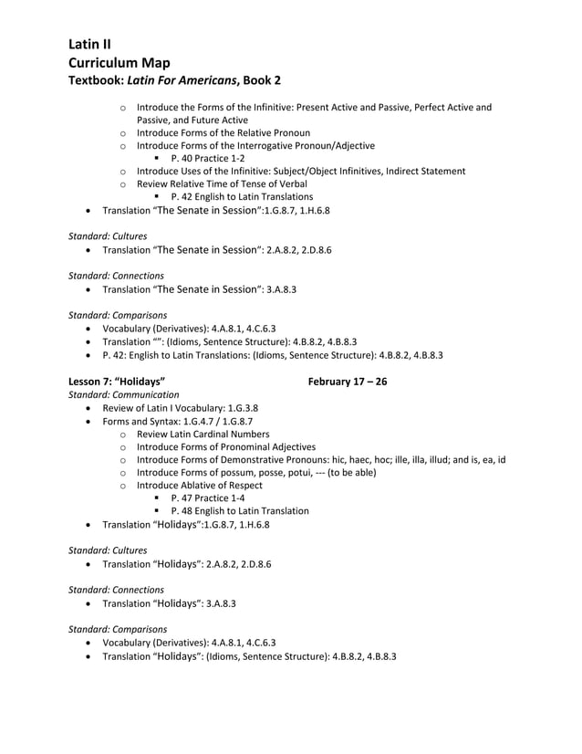 Latin ii curriculum map | PDF | Education