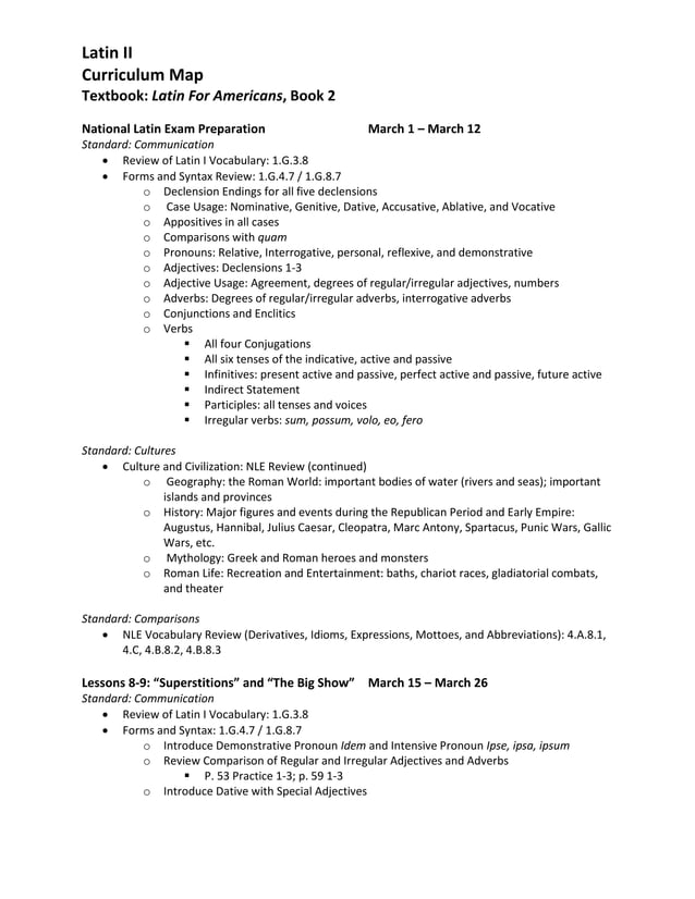 Latin ii curriculum map | PDF | Education