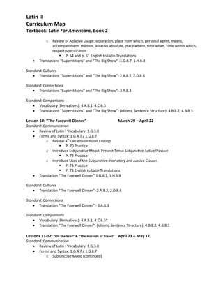 Latin ii curriculum map | PDF