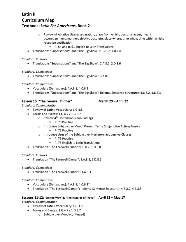 Latin ii curriculum map | PDF | Education