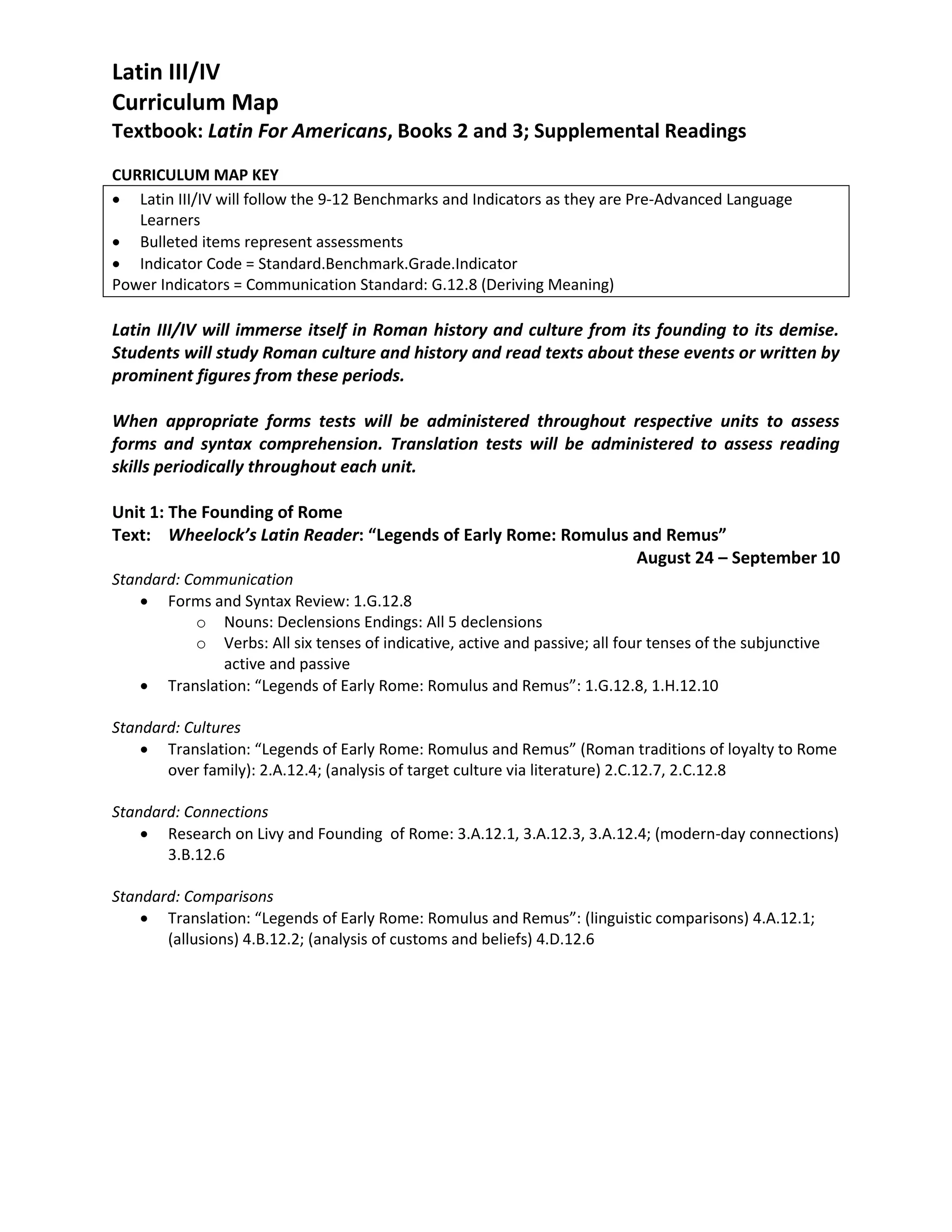Latin iii and iv curriculum map | PDF | Death, Injury, or Military ...