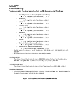 Latin iii and iv curriculum map | PDF | Death, Injury, or Military ...