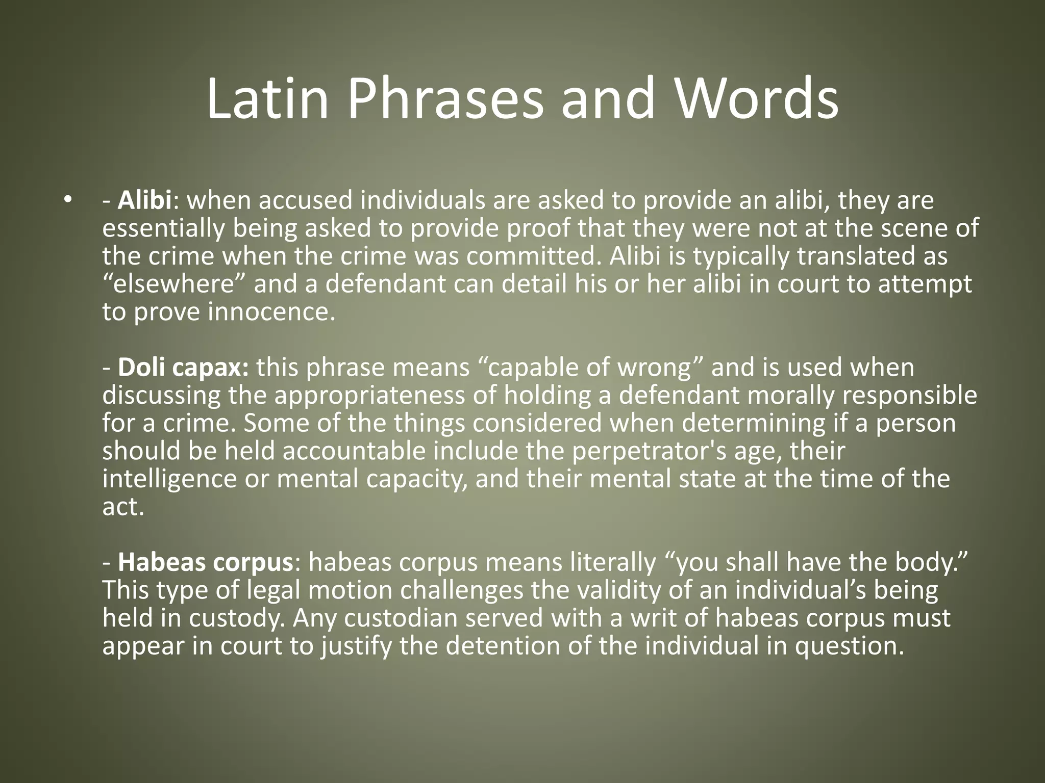 Latin Phrases and Words Commonly Used in the Legal System | PPTX