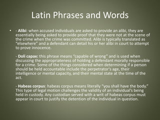 Latin Phrases and Words Commonly Used in the Legal System | PPTX