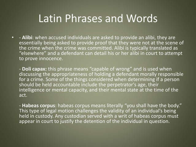 Latin Phrases and Words Commonly Used in the Legal System | PPTX | Law