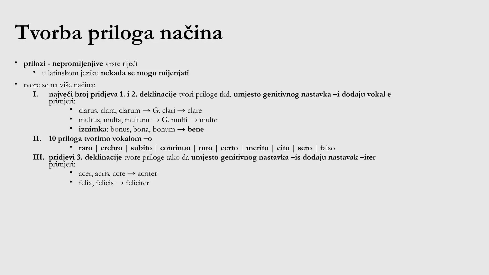 Latinska gramatika i prijevodi tekstova 1. razreda općih gimnazija | PPTX
