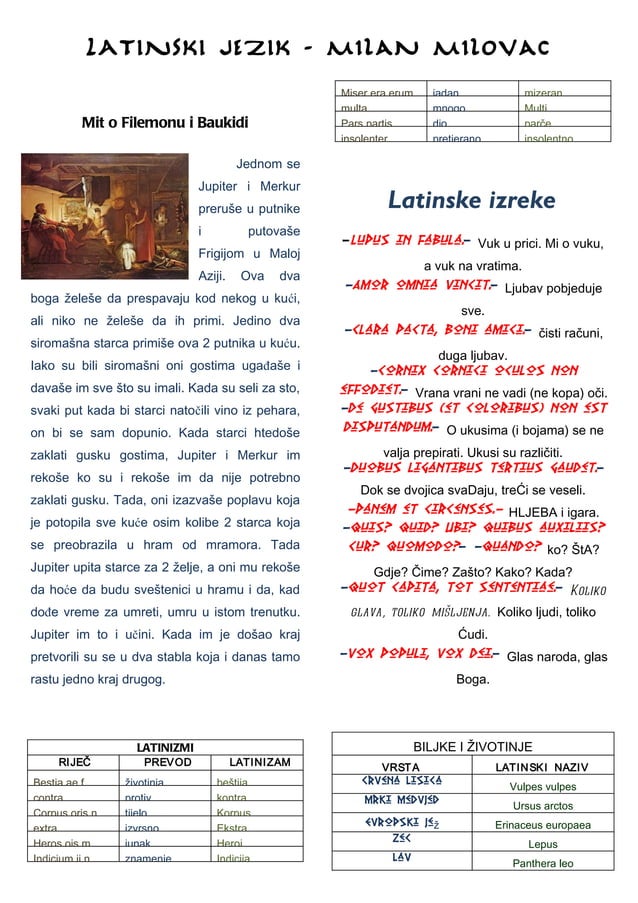 Latinski jezik jedna stranica bijelo | DOC