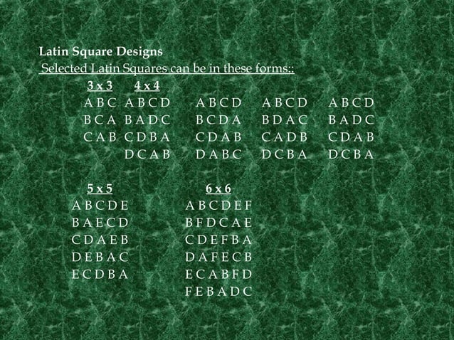 Latin square design | PPT | Science
