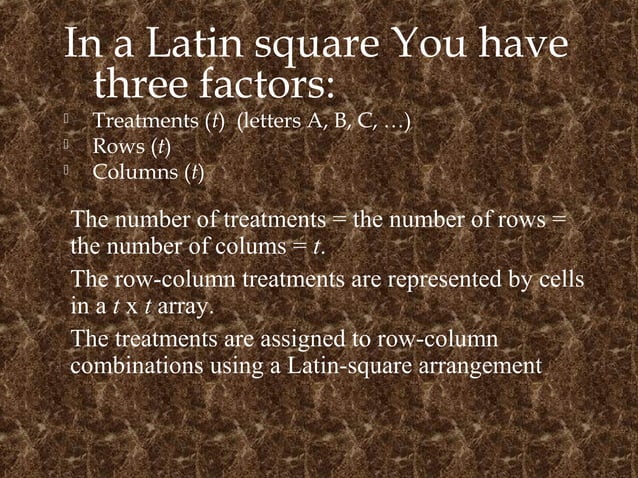 Latin square design | PPT | Science