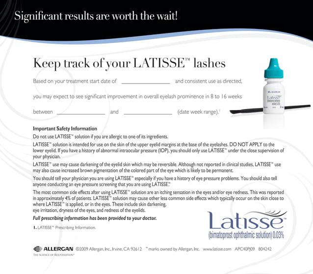Dr. Darm Latisse by Allergan (Latisse Starter Kit Patient Tear Sheet)