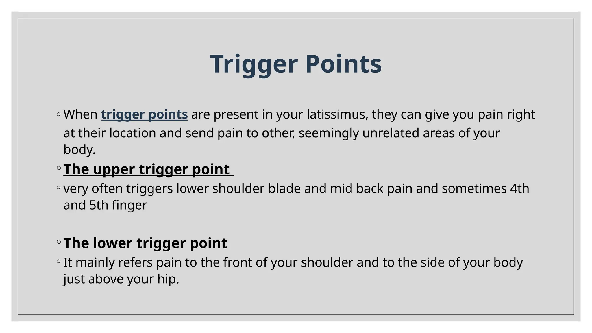 Latissimus dorsiii trigger point release | PPTX