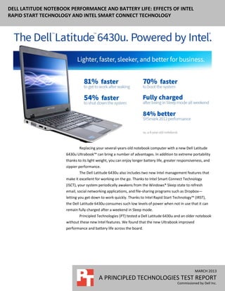 Dell Latitude notebook performance and battery life: Effects of Intel Rapid Start Technology and ...