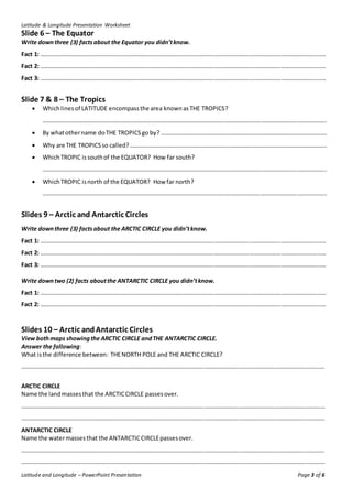 Lines of Latitude and Longitude – Worksheet | DOCX