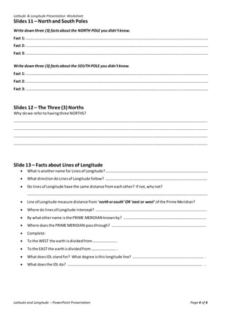 Lines of Latitude and Longitude – Worksheet | DOCX