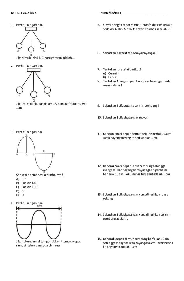 Lat soal pat kls 8 th 2018 | DOCX