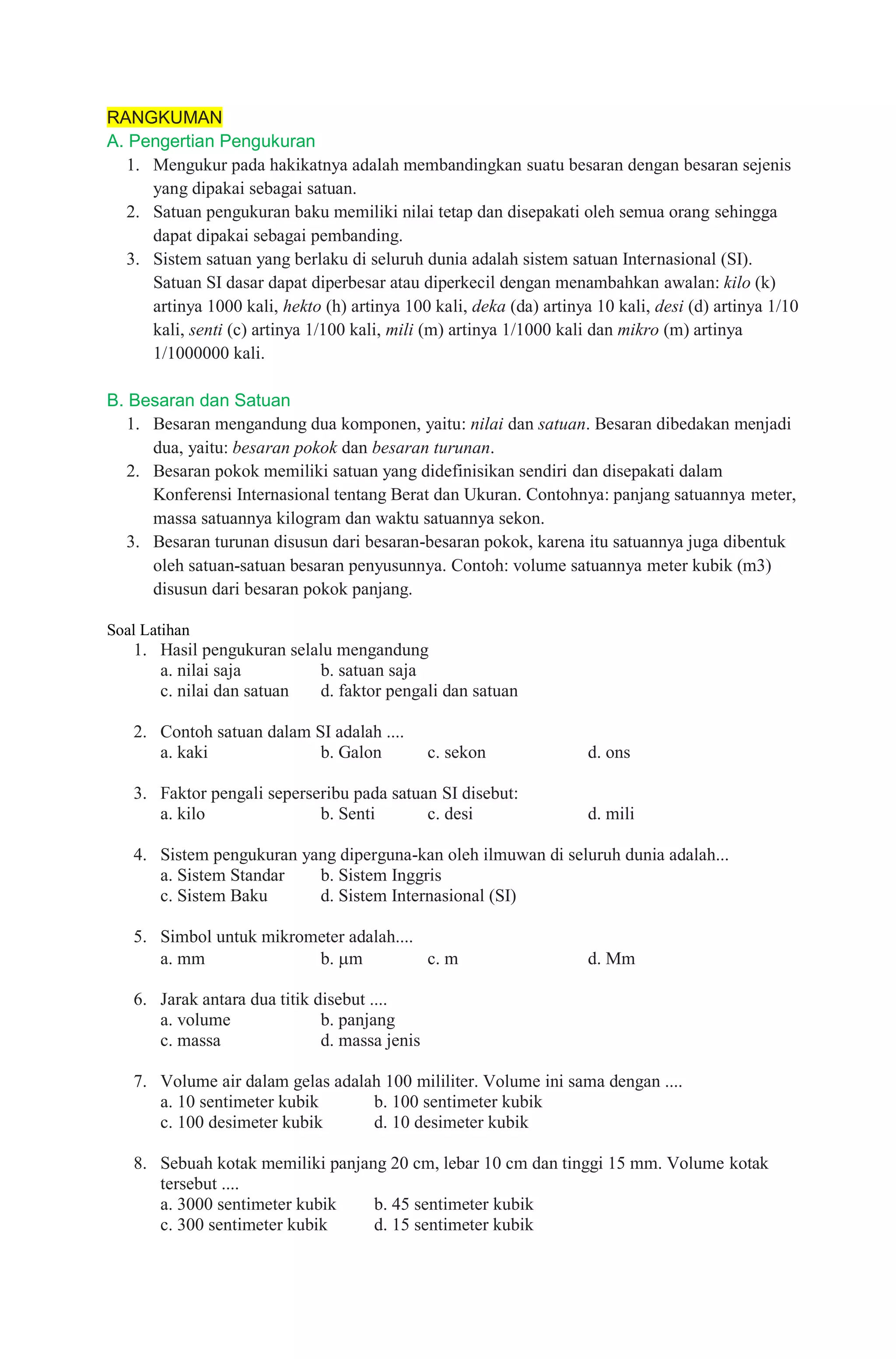 Latso dan materi pengukuran dan suhu | PDF