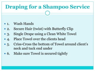Lattc cosmetology department shampoo draping | PPTX