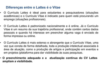 Como pesquisar e desenvolver o currículo Lattes | PPTX