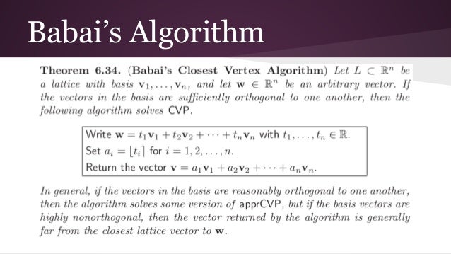 Lattice Based Cryptography - GGH Cryptosystem Lattice Based Cryptography - GGH Cryptosystem