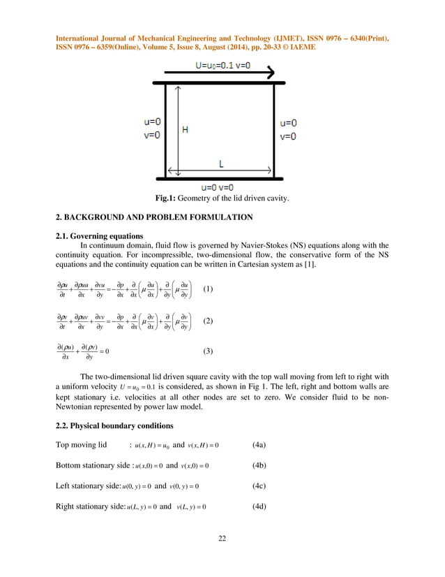 LATTICE BOLTZMANN SIMULATION OF NON-NEWTONIAN FLUID FLOW IN A LID DRIVEN CAVITY | PDF