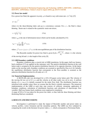 LATTICE BOLTZMANN SIMULATION OF NON-NEWTONIAN FLUID FLOW IN A LID DRIVEN CAVITY | PDF