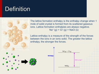 Lattice Energy and Enthalpy: Concept and applications. | PPTX