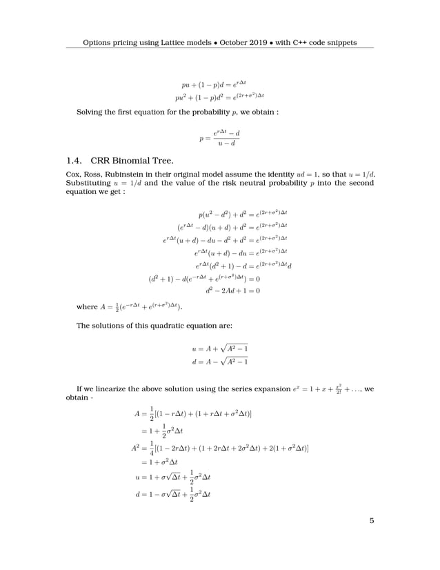 Options pricing using Lattice models | PDF | Stocks and Bonds | Personal Investing