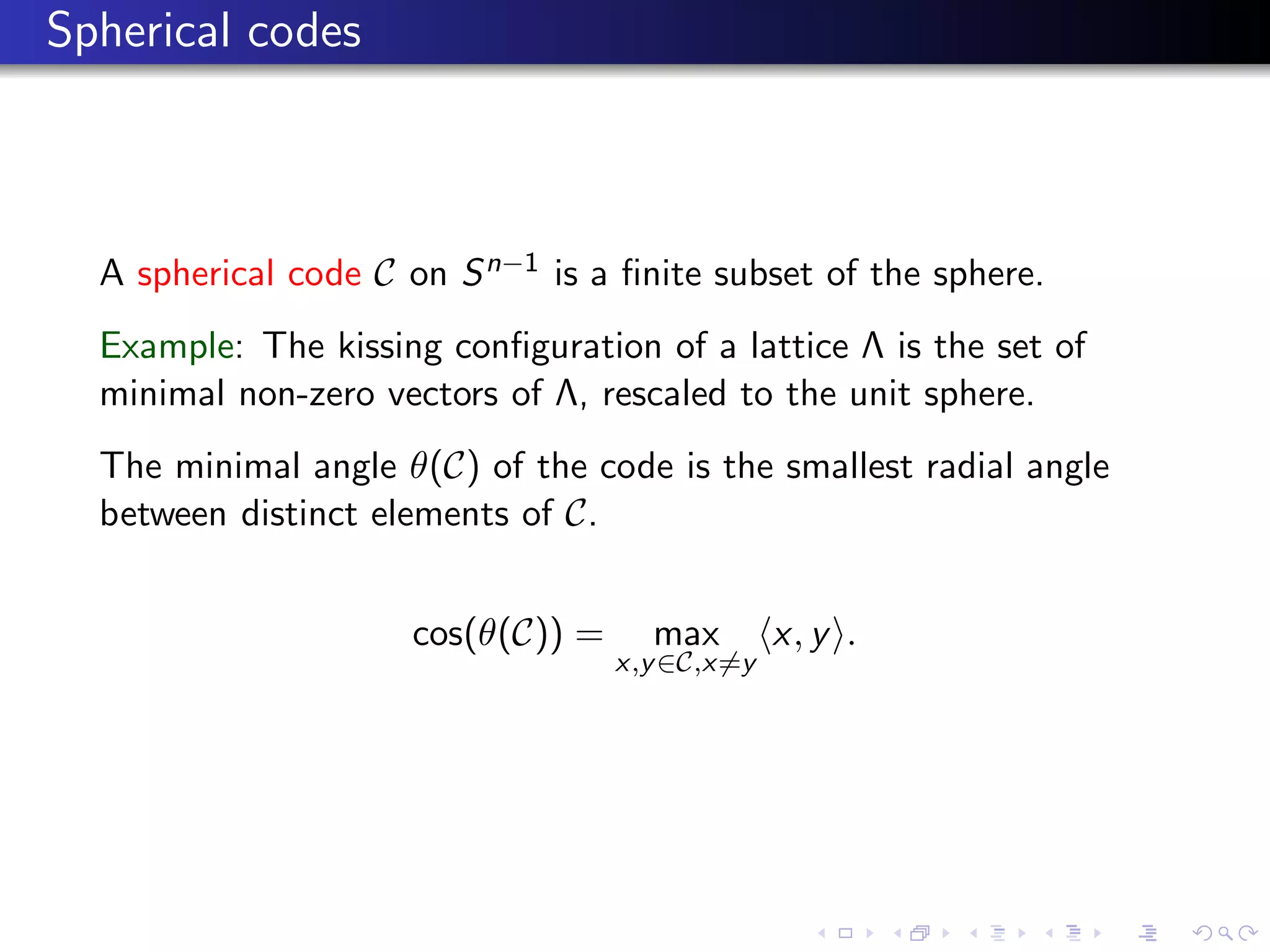 Lattices, sphere packings, spherical codes | PDF